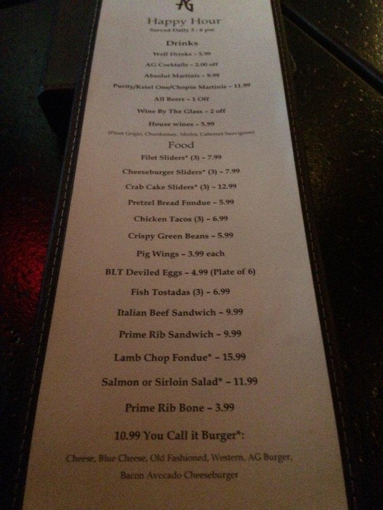 Menu at Arrowhead Grill steakhouse, Glendale