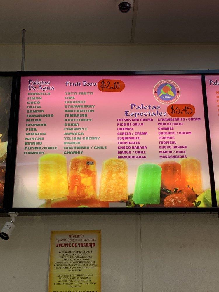 Menu at La Michoacana Paleteria Y Neveria desserts, Baldwin Park ...