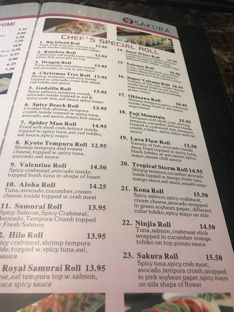 Menu at Sakura Sushi & Grill restaurant, Hilo, 200 Kanoelehua Ave