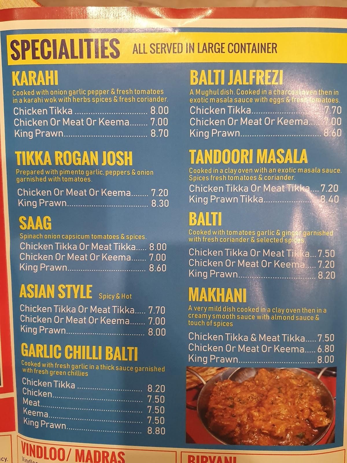 Menu at Spice Ranch restaurant, Bradford