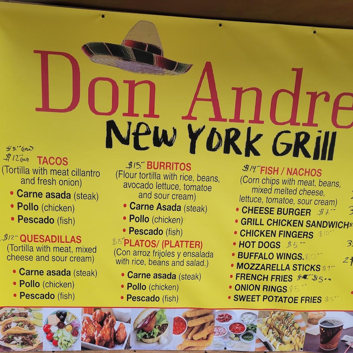 Menu at Don Andres New York Grill restaurant, West New York