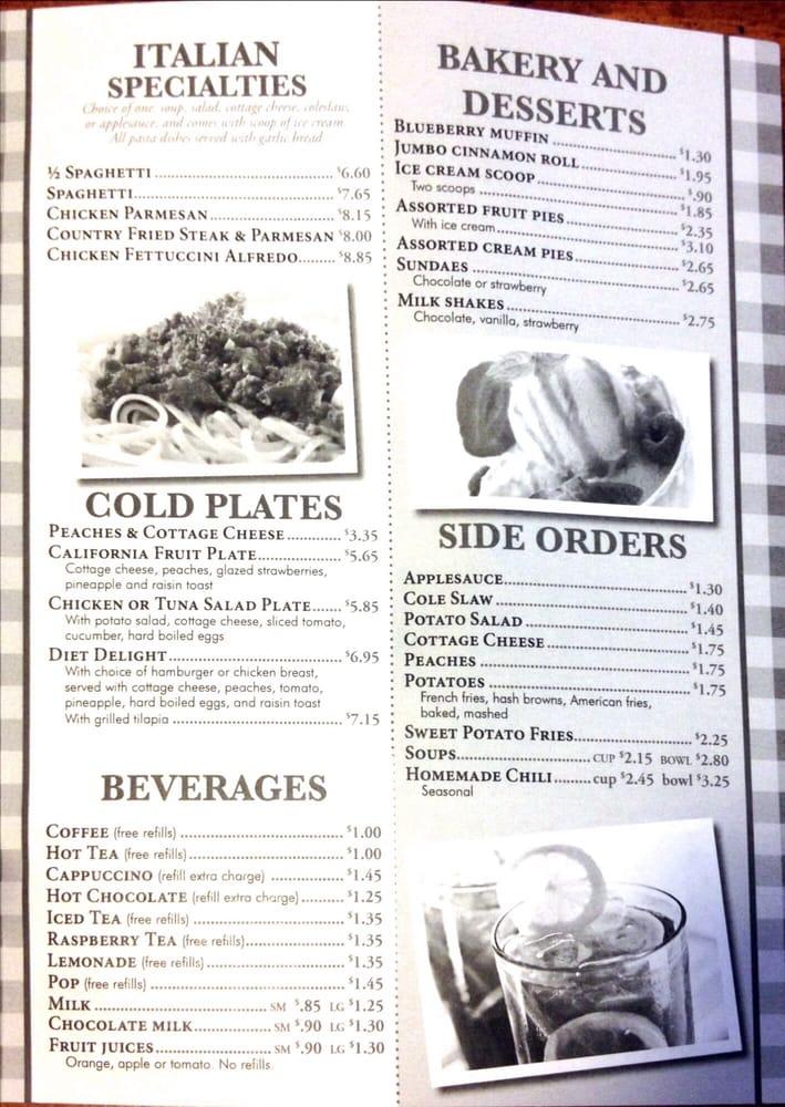 Menu at Frontier Cafe, Grinnell