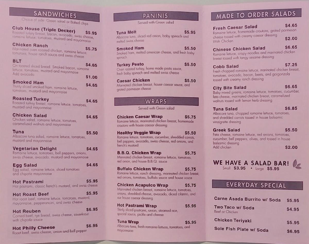 Menu at Grace Cafe, Los Angeles