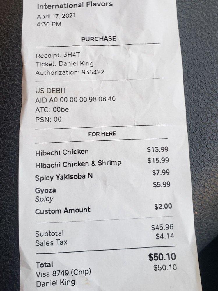 Menu at International Flavors restaurant, Stockton