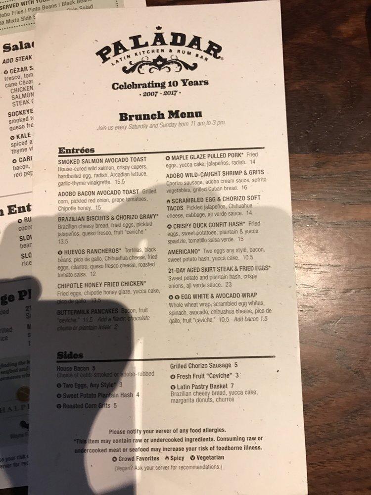 Menu at Paladar Latin Kitchen Cleveland restaurant, Woodmere