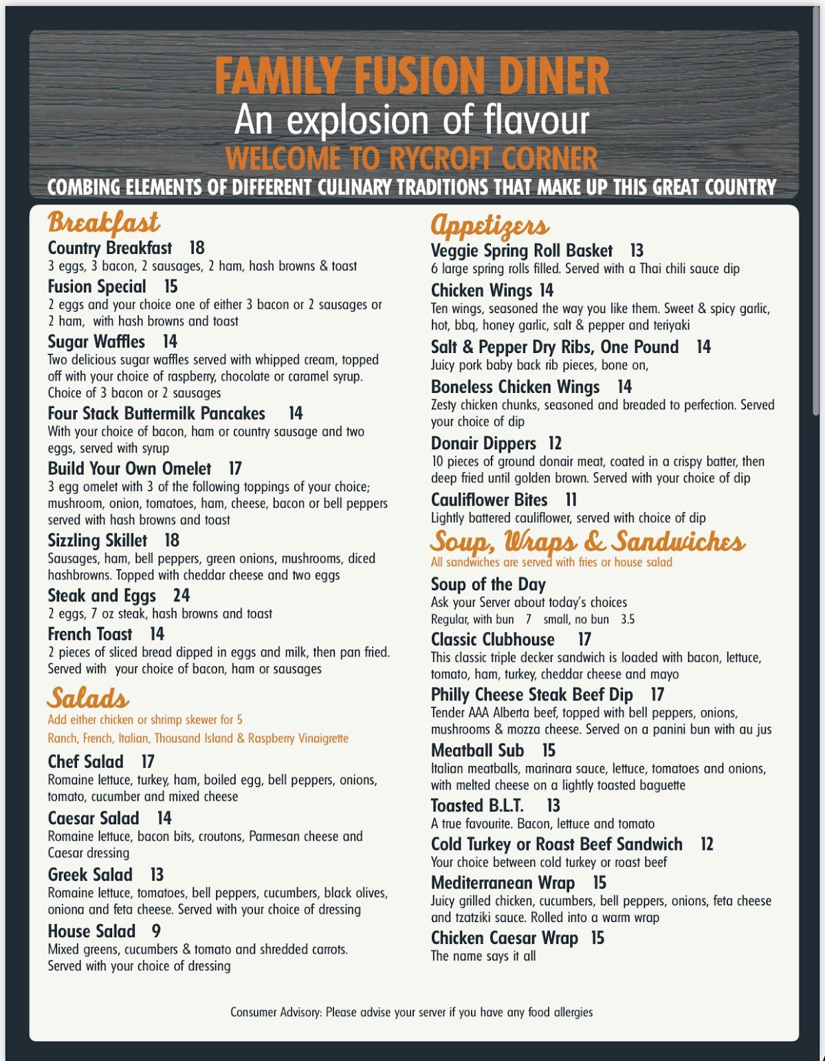 Menu at Smitty's Family Restaurant - Rycroft, Rycroft