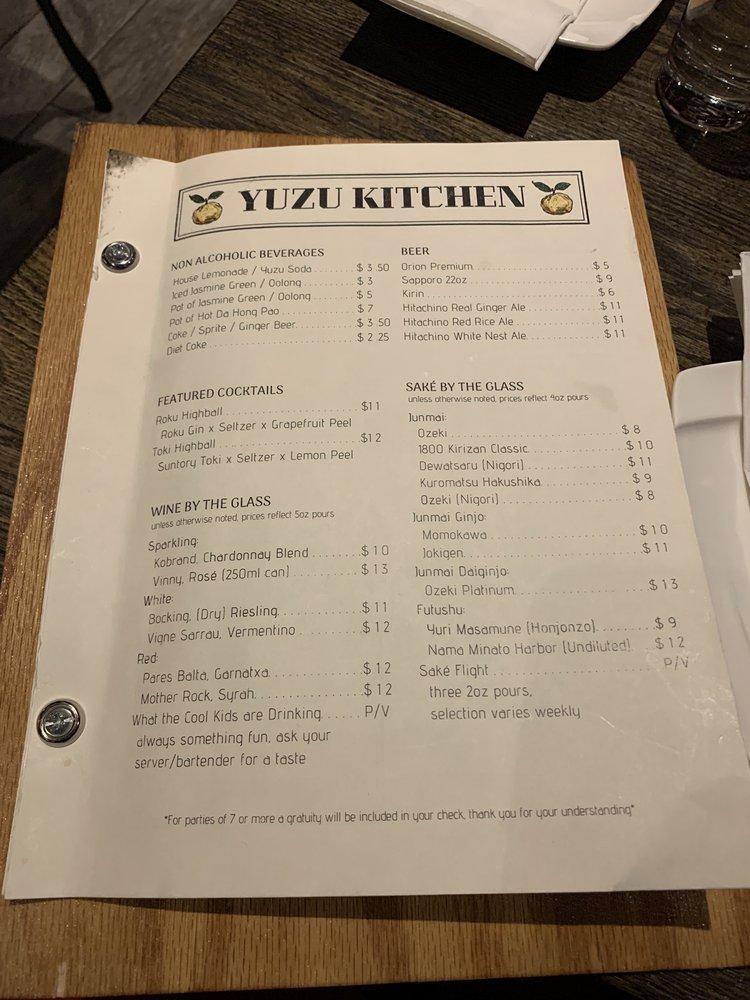 Menu at Yuzu Kitchen pub & bar, Pittsburgh