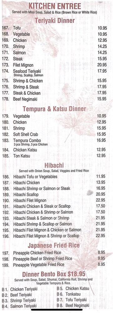 Menu at A Plus Sushi restaurant, Binghamton
