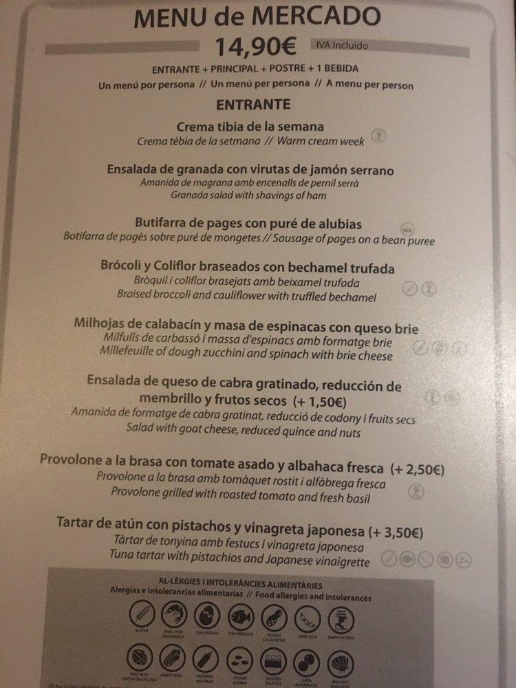Menu at Arcano Restaurant, Barcelona