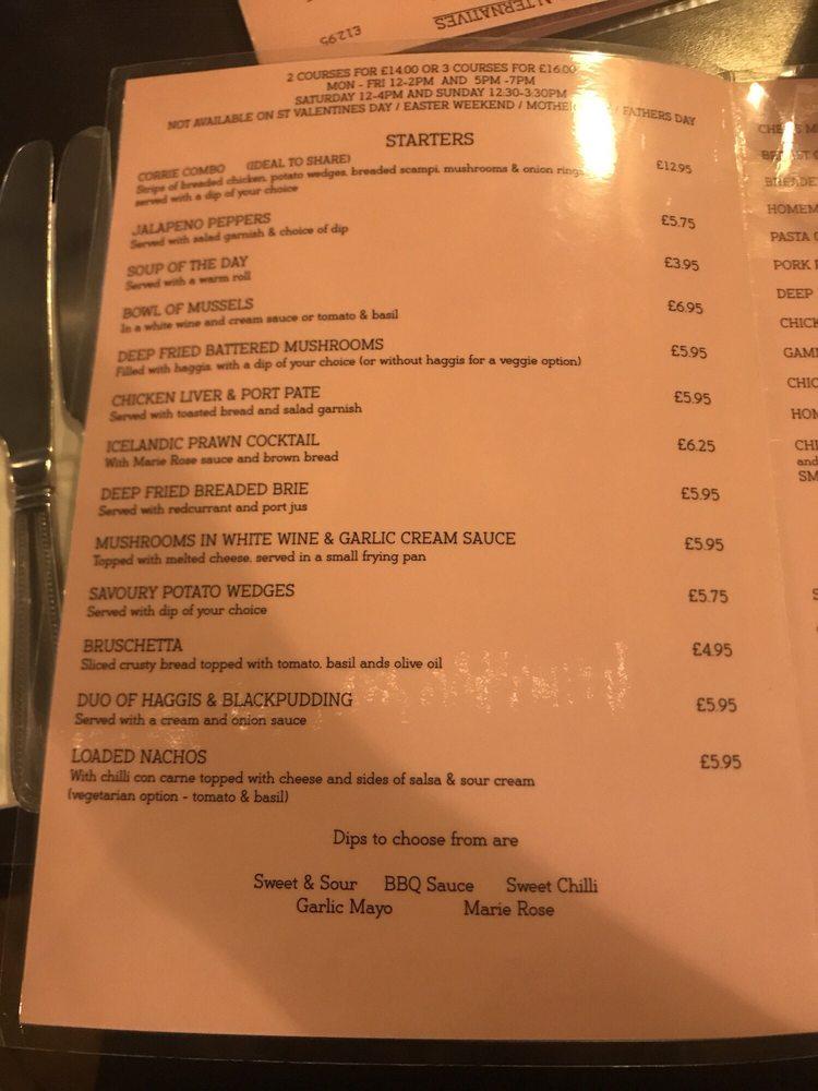 Menu at The Coronation Restaurant, Gorebridge