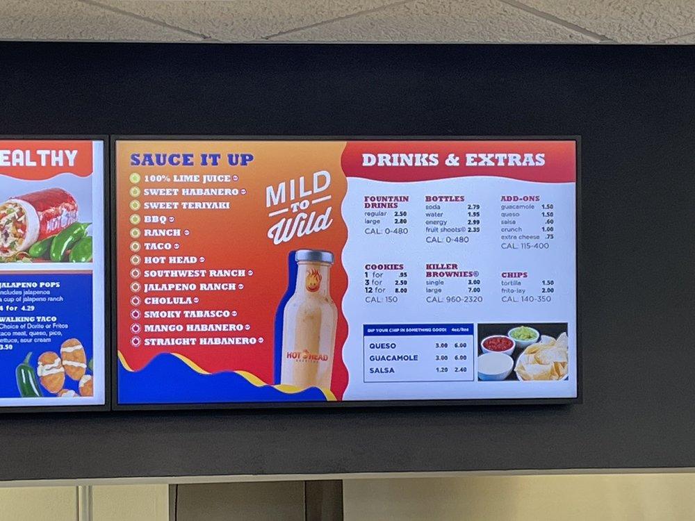Menu at Hot Head Burritos fast food, Van Wert
