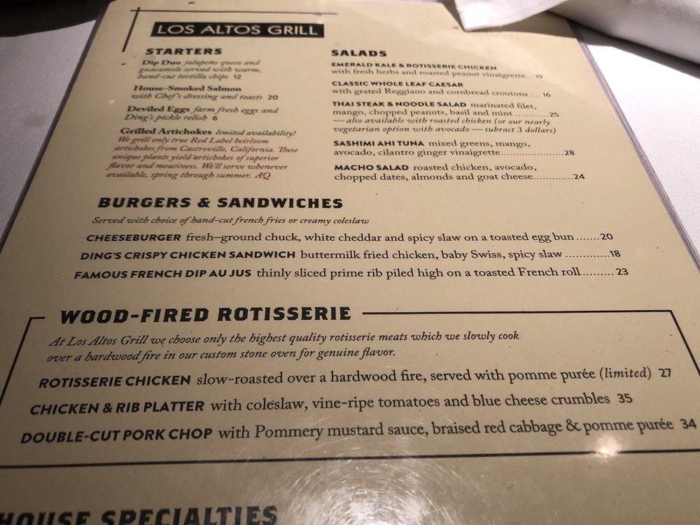 Menu at Los Altos Grill restaurant, Los Altos, 233 3rd St