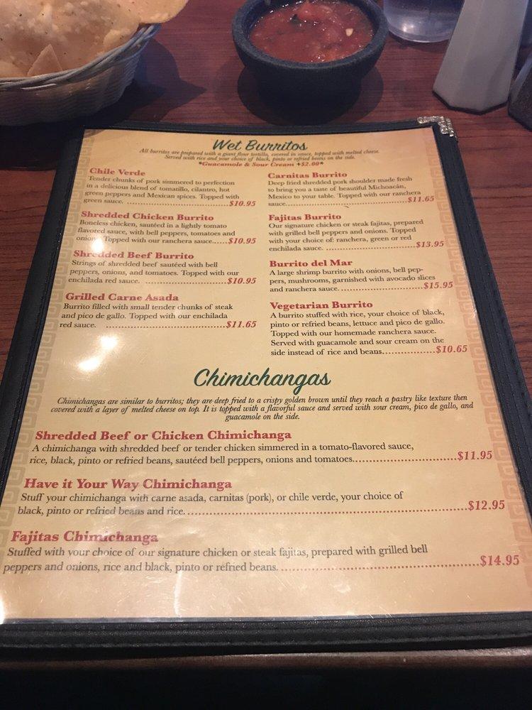 Carta de Don Perico Mexican Restaurant, Napa