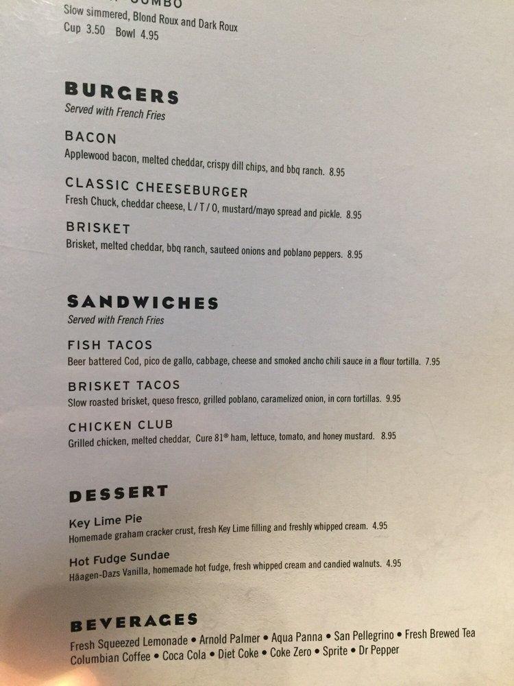 Menu at Gibbons Fine Grill restaurant, Shreveport