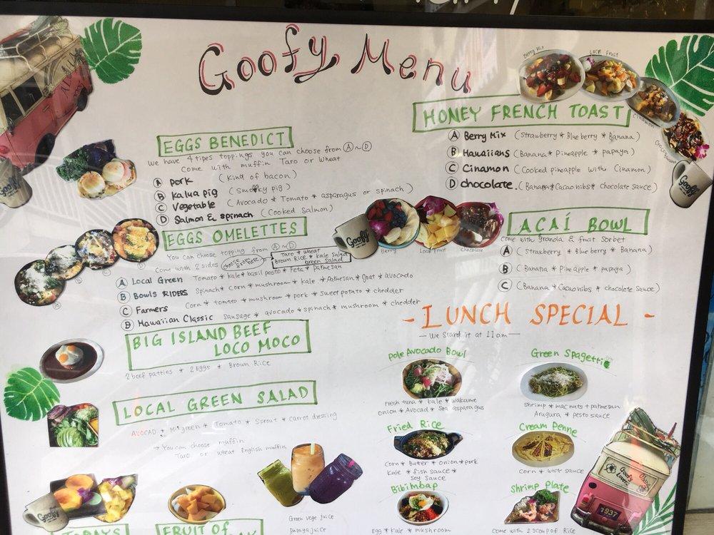 Menu at Goofy Cafe & Dine, Honolulu
