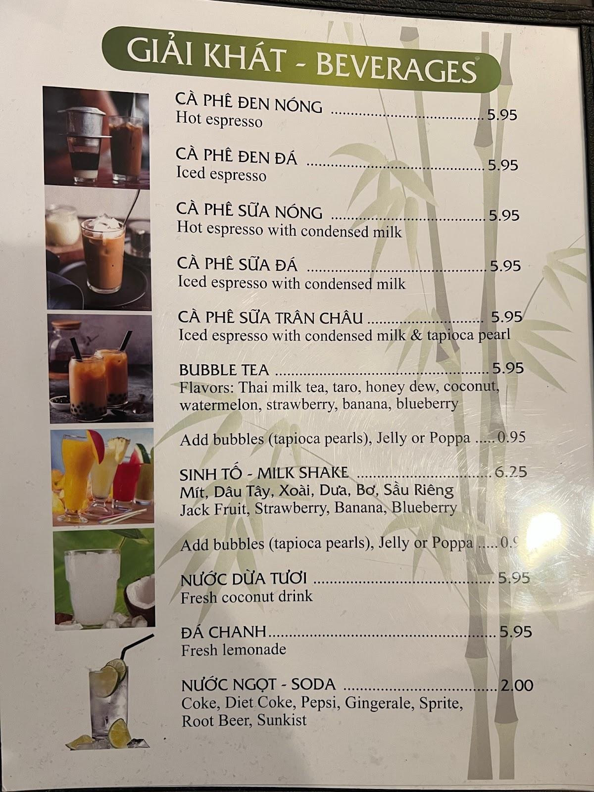 Menu at ANISE Viet Cuisine restaurant, Cherry Hill