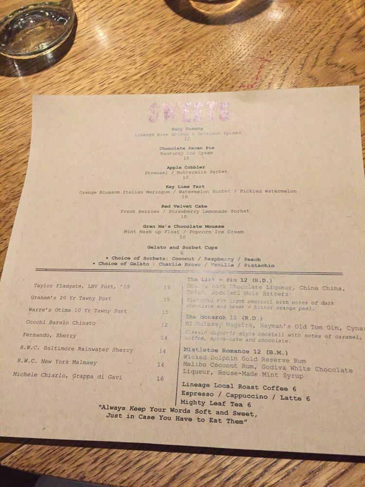 Menu at Highball & Harvest pub & bar, Orlando