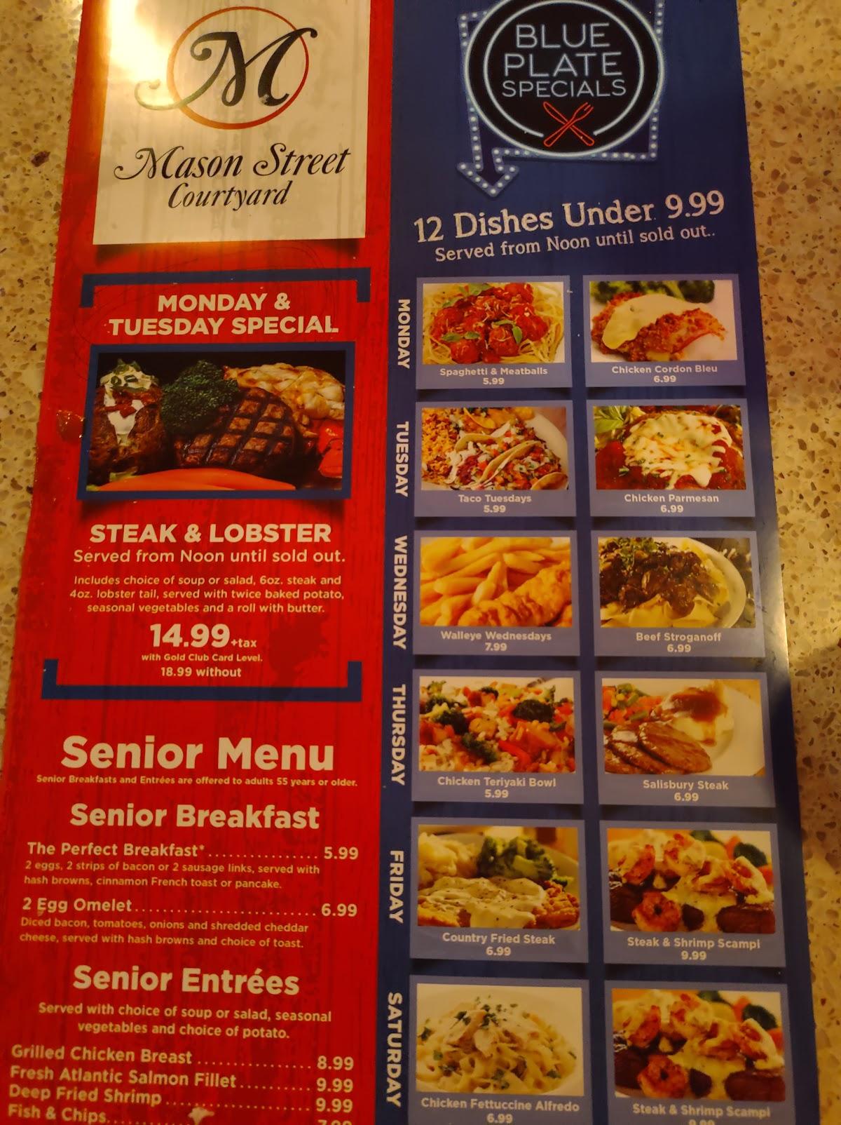 Menu at Mason Street Courtyard restaurant, Mesquite