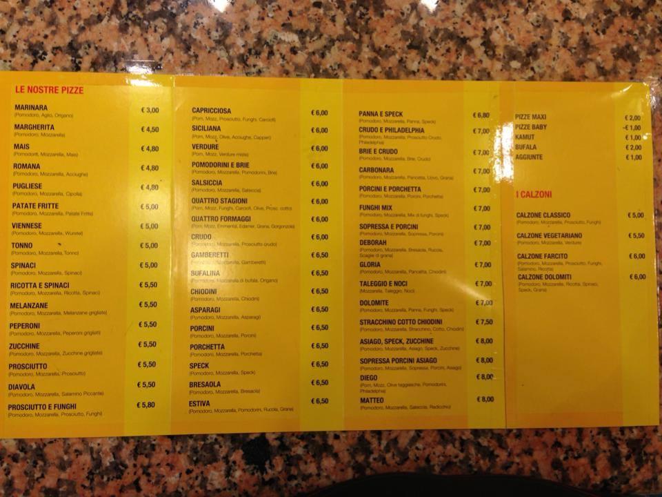 Menu at Non Solo Pizza pizzeria, Lancenigo