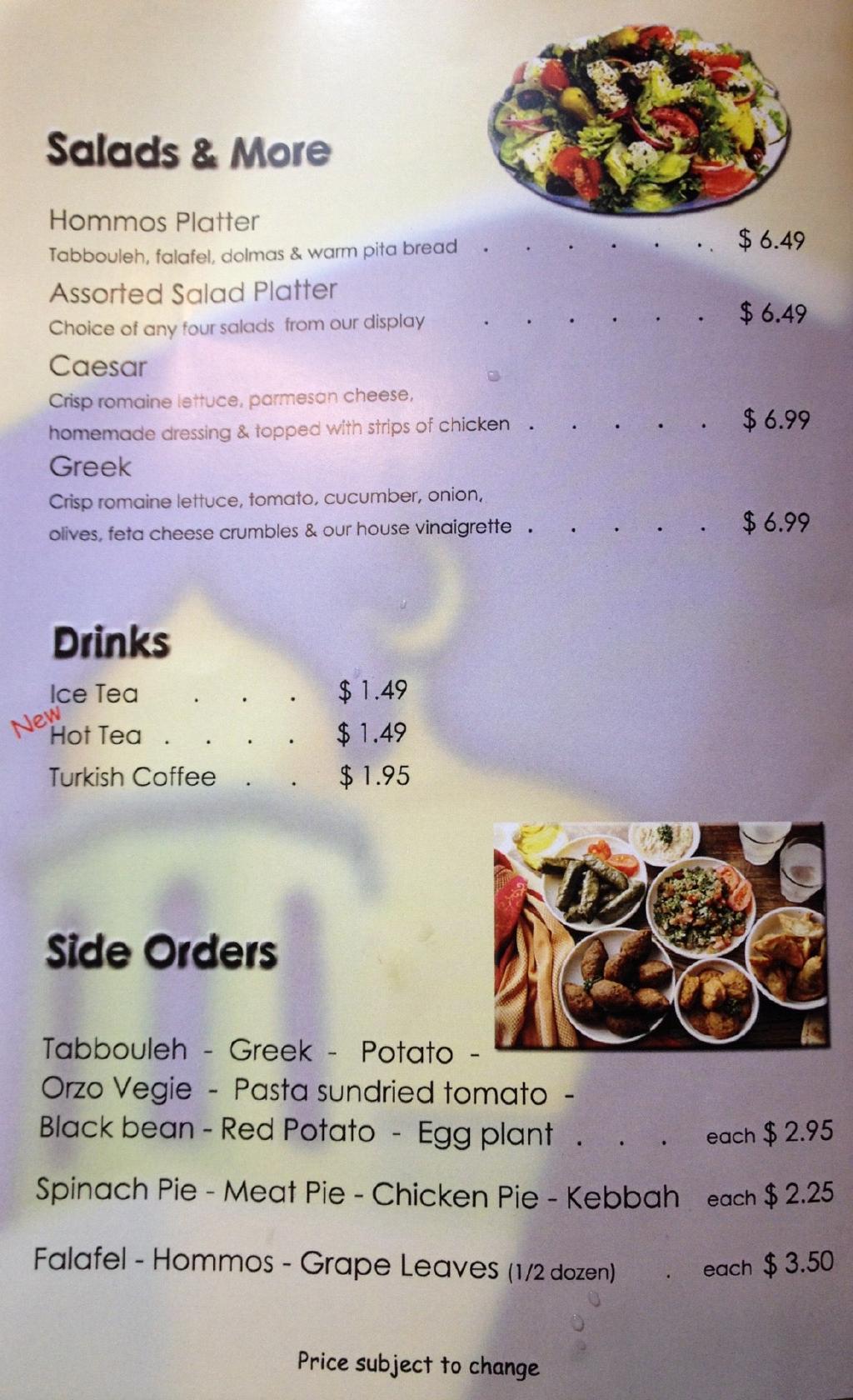 Menu at Oasis Market & Cafe, Cocoa