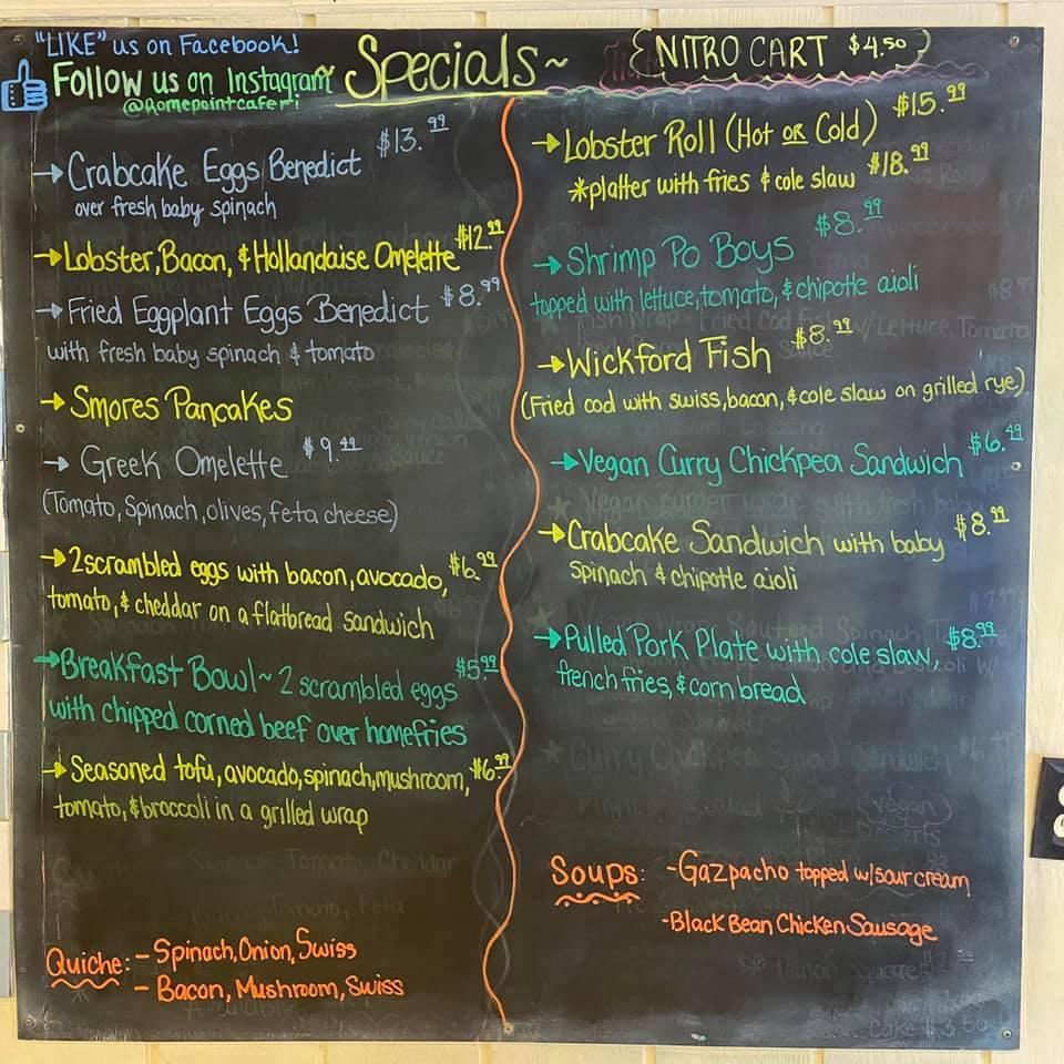 Menu at Rome Point Café cafe, North Kingstown