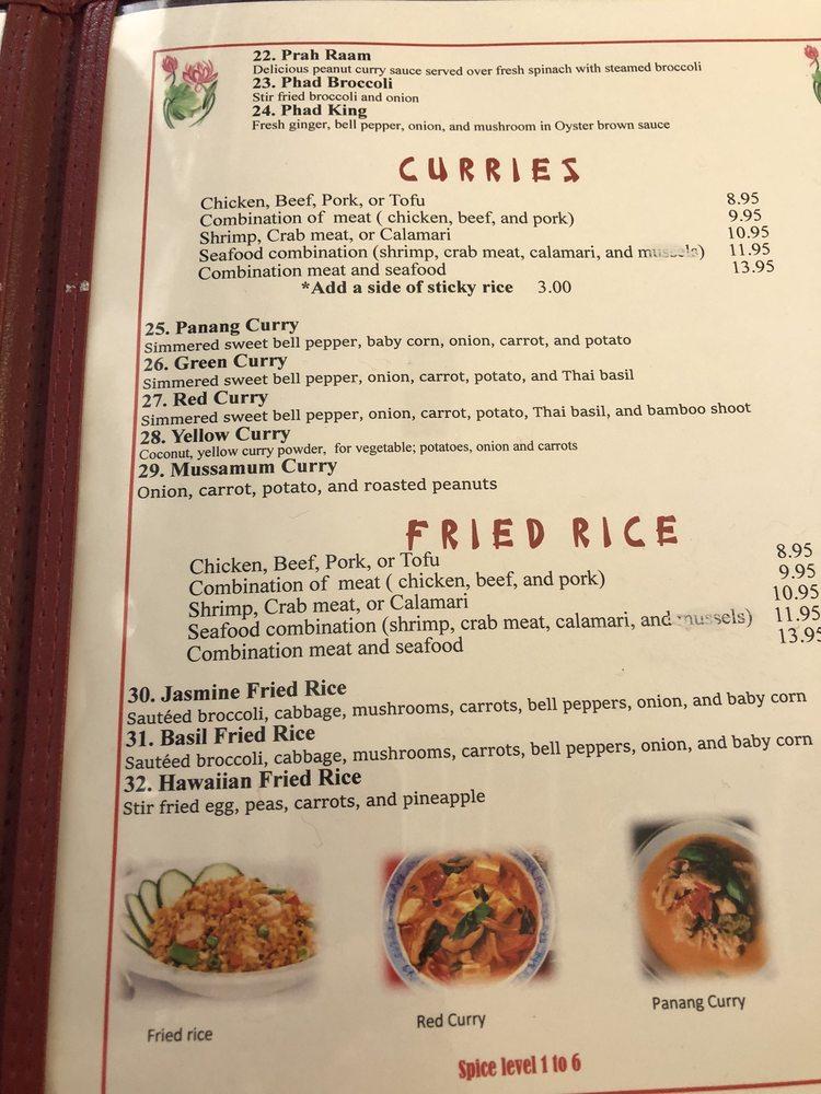Menu at Thai Taste restaurant, Tulsa