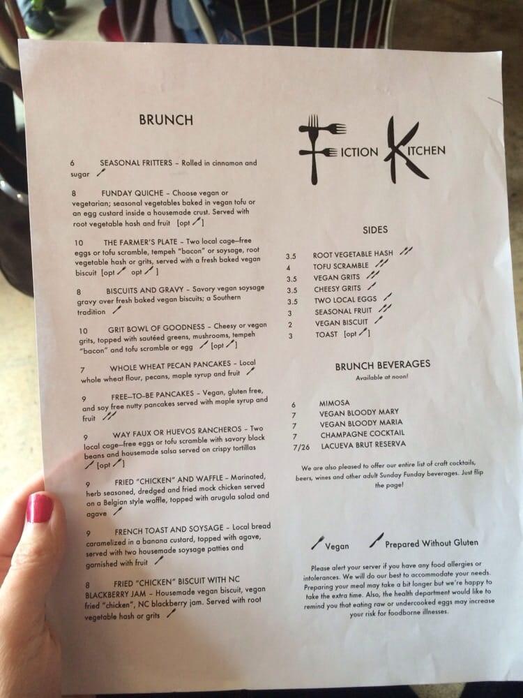 Carta del restaurante The Fiction Kitchen, Raleigh