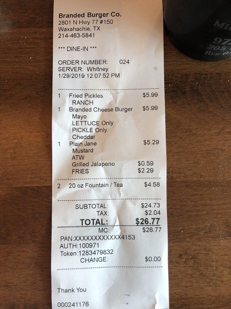 Menu at Branded Burger Co. restaurant, Waxahachie