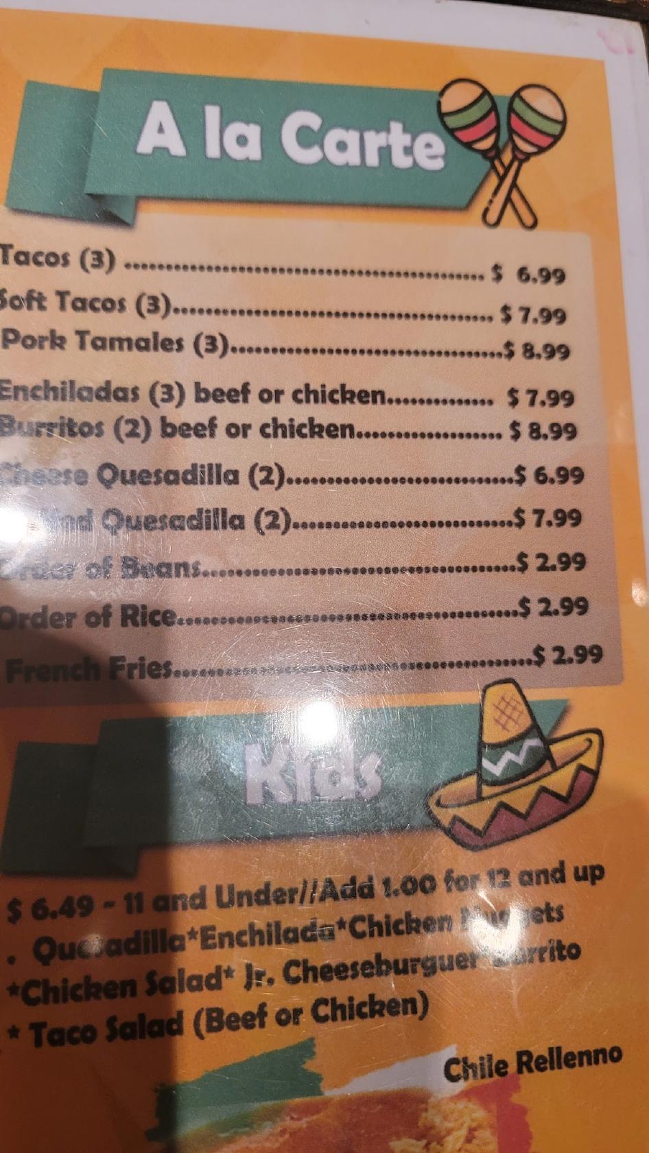 Menu at El Toro Loco at Kirby Rd restaurant, Memphis, Kirby Rd #109