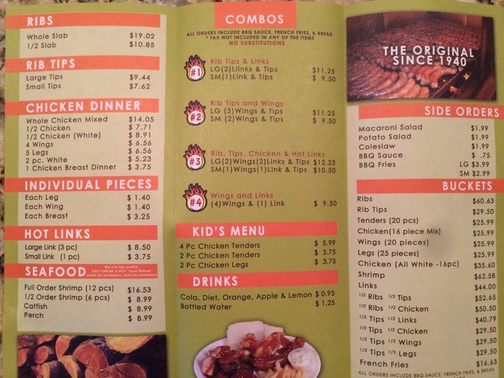 Menu at Leon's Barbecue, Chicago, S Archer Ave