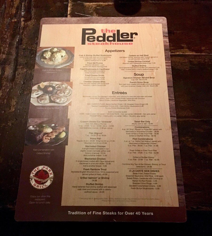 Menu at The Peddler Steakhouse, Gatlinburg