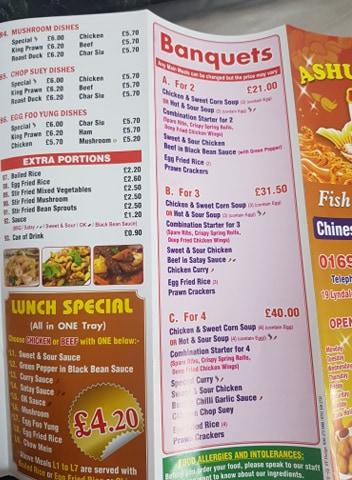 Menu at Ashurst chinese chippy fast food, Skelmersdale