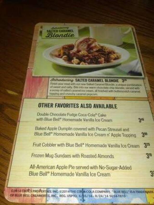 Menu at Cracker Barrel Old Country Store, Merrillville, Opportunity Ln