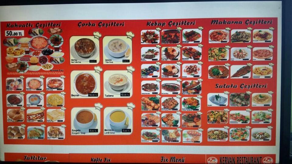 Menu at Kervan Restaurant, Istanbul, Şht. Recep Koç Cd. 19 C
