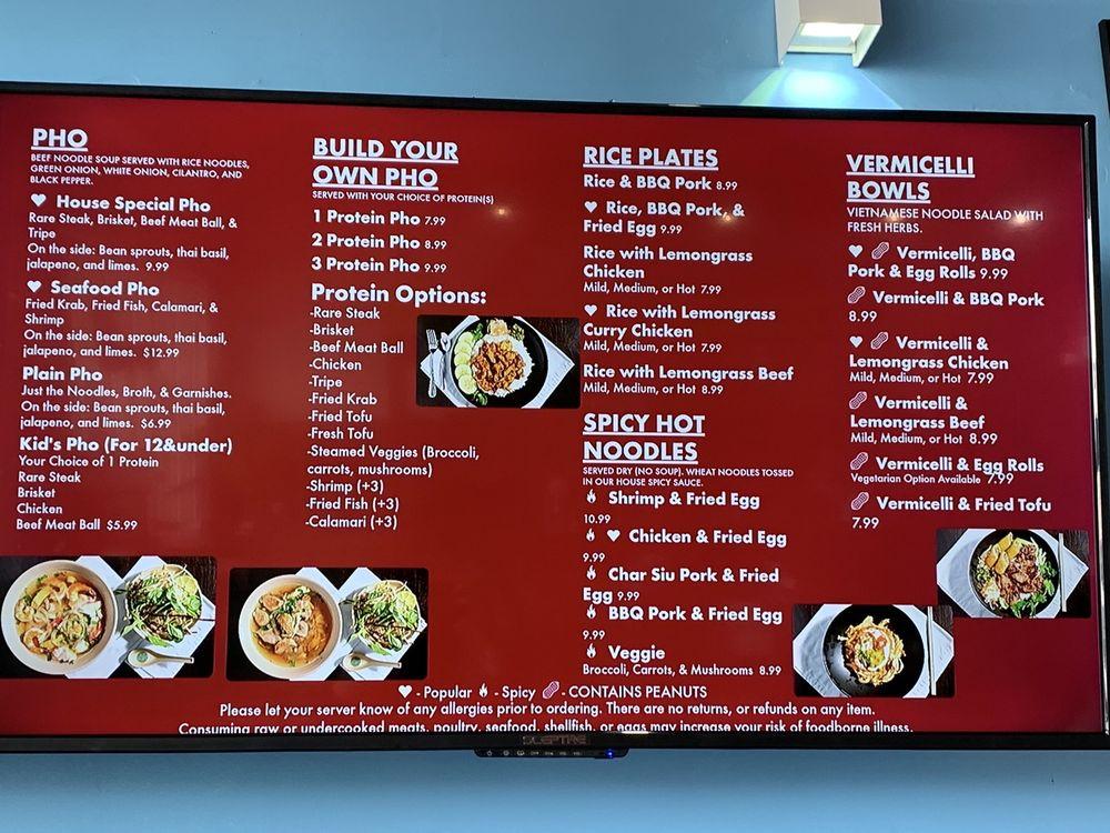 Menu at Lovely Pho restaurant, Provo