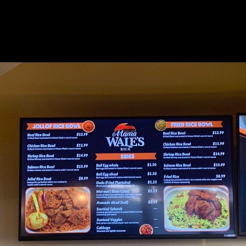 Menu at Mama Wale's Rice restaurant, Riverside