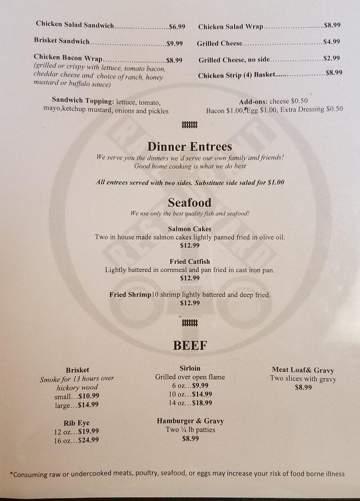 Menu at Rail Yard Restaurant, Appomattox