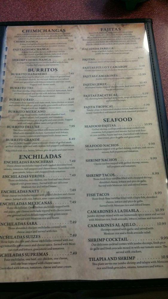 Menu at Red Habanero restaurant, Camden, Branyan-Hunnicutt Bypass