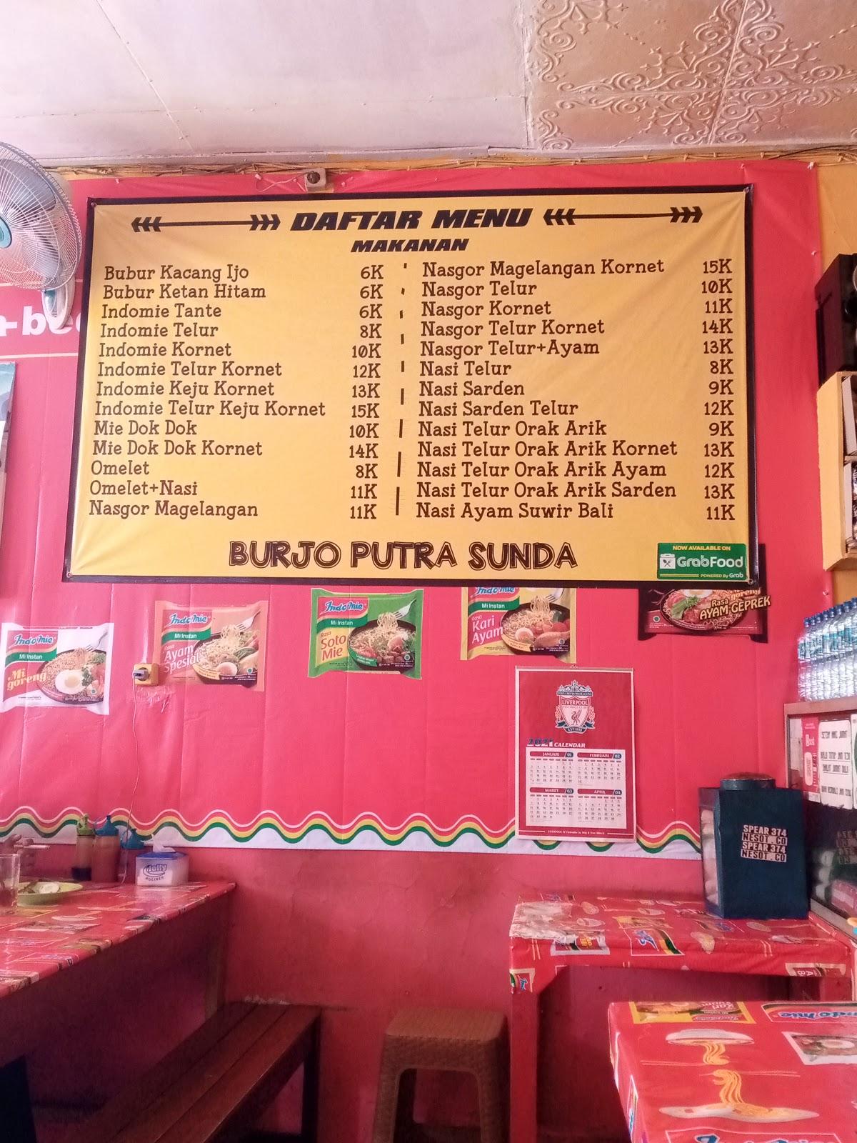 Menu at BURJO PUTRA SUNDA restaurant, Semarang, Jl. Karangrejo Tengah No.38