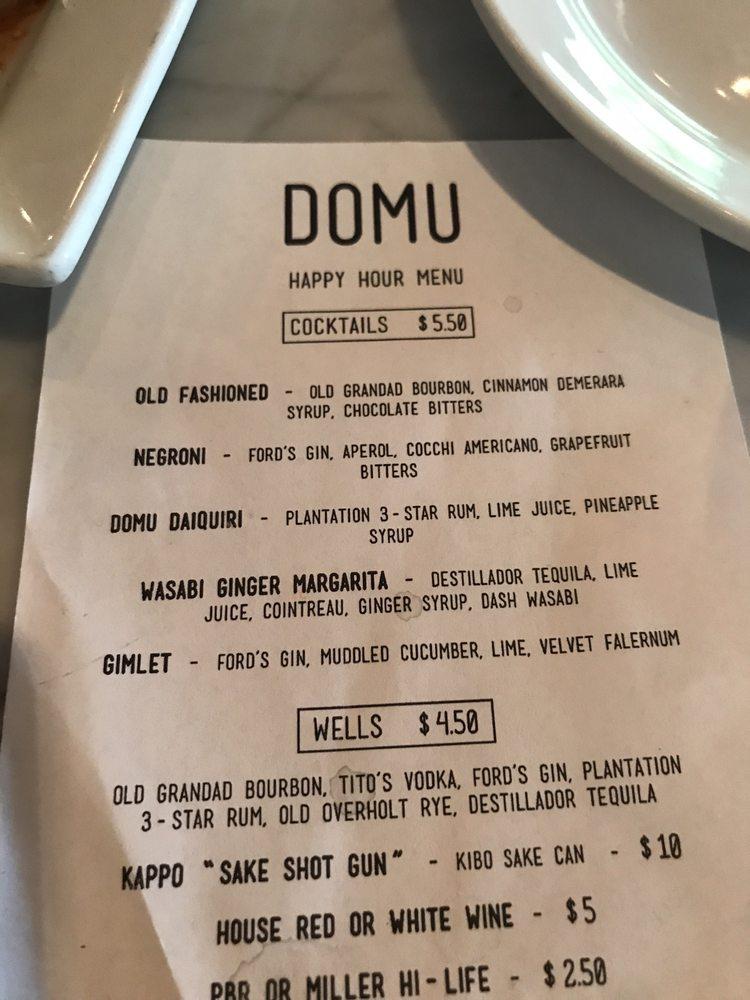 Menu at DOMU pub & bar, Orlando, 3201 Corrine Dr Suite 100