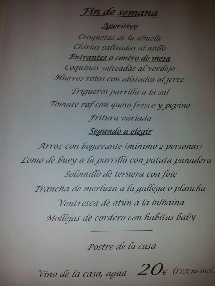 Menu at El Barril, Pinto, C. de la Nación Dominicana
