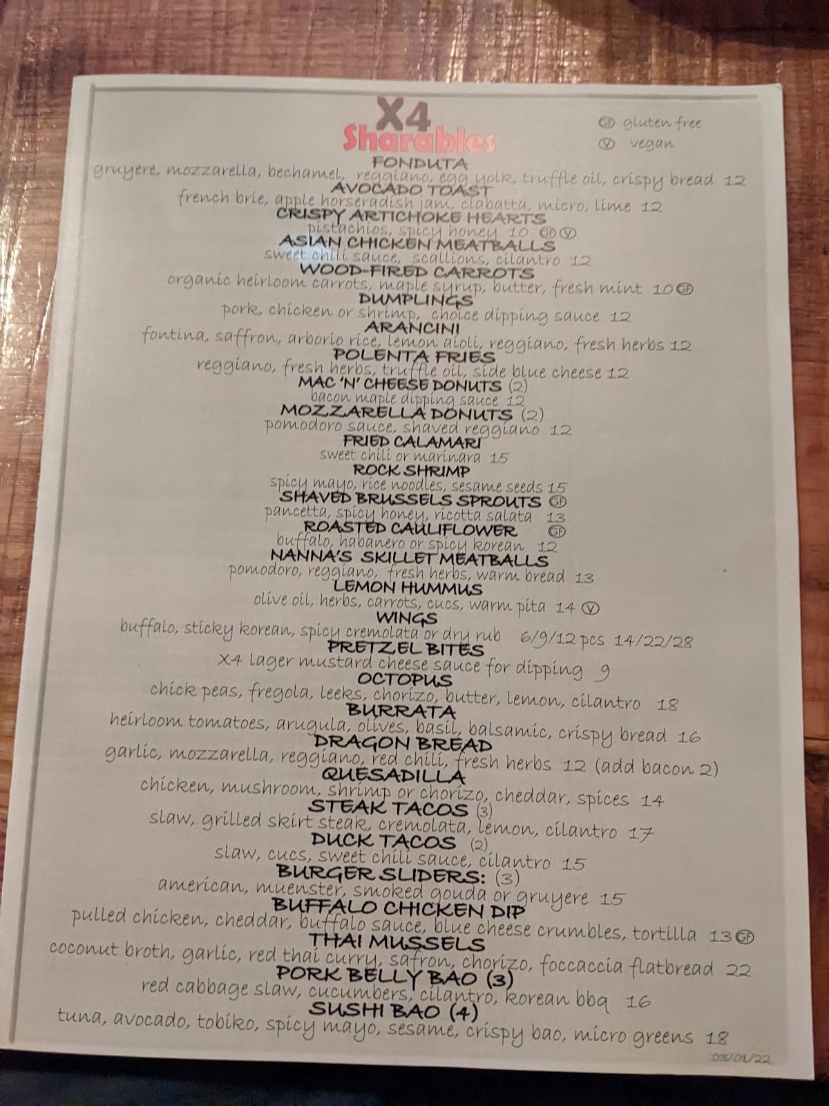 Menu at Exit 4 Food Hall restaurant, Mount Kisco