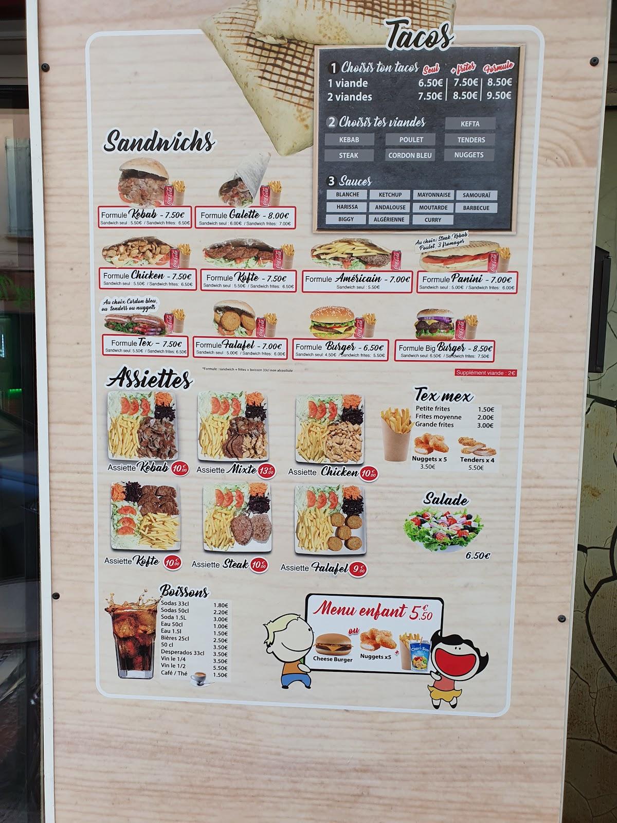 Menu au Planet Kebab restaurant, Rivesaltes
