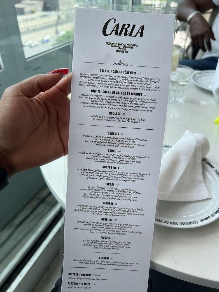 Carta del pub y bar Terrasse Carla, Montréal