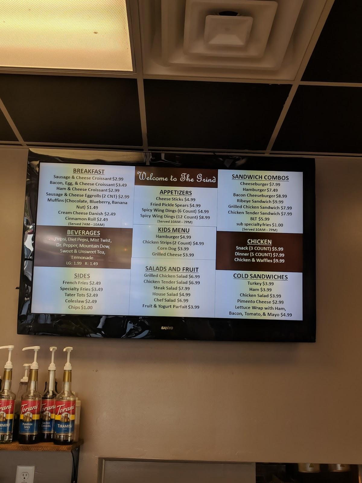 Menu at The Grind Cafe and Coffee Shop, Russellville