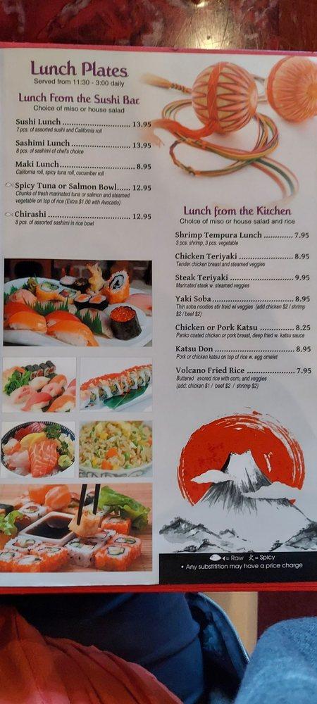 Menu at Volcano Sushi Bar, Virginia Beach, N Great Neck Rd