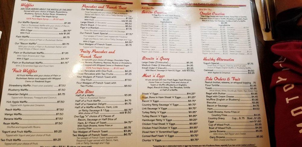 Menu at Waffles-N-More restaurant, Prescott