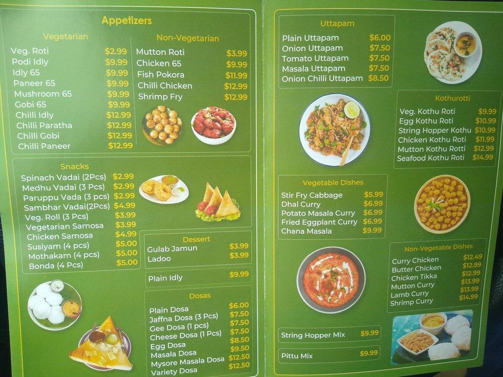 Menu at Ayini Restaurant, Ottawa