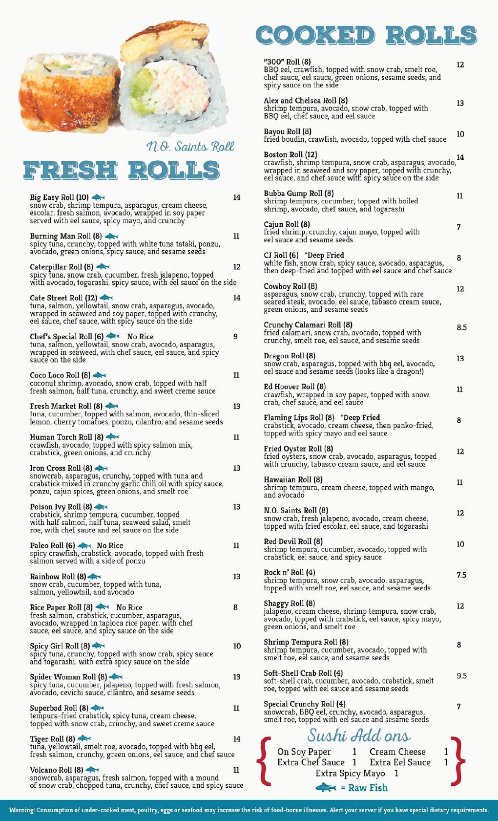 Menu at Cate Street Seafood Station restaurant, Hammond