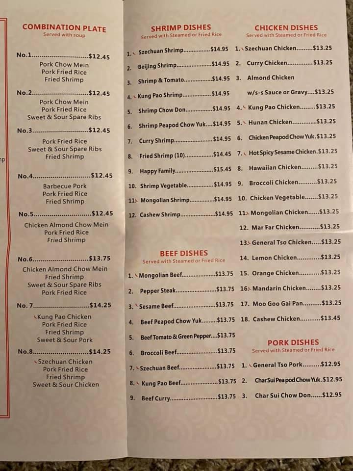 Menu at Gee's Family Restaurant, Prineville